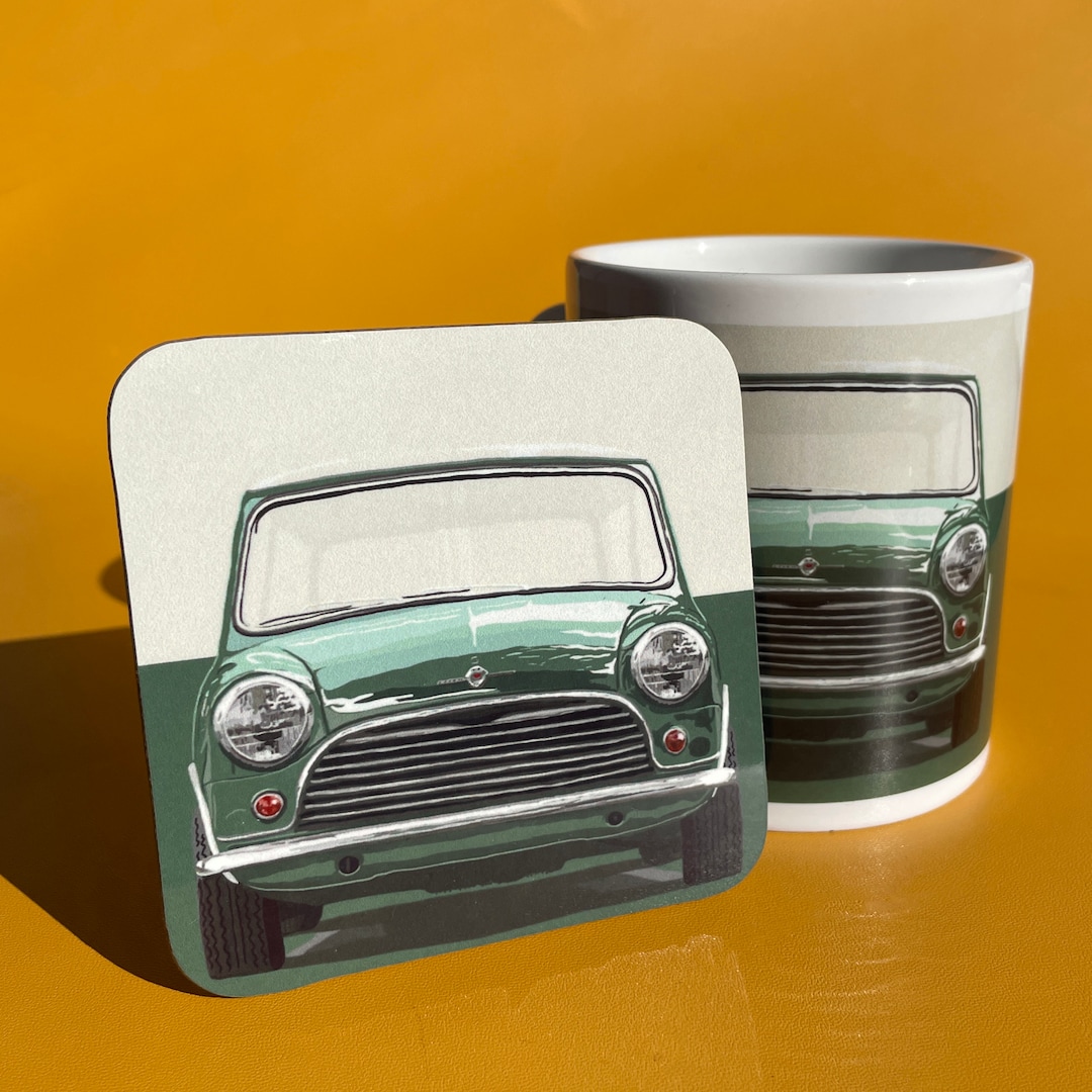 Mini Cooper S Mug and Coaster Set - Mk1 Mini Cooper S - Illustrated Mug ...