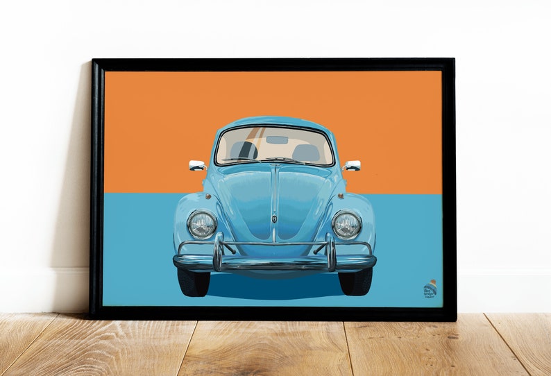 VW Beetle Art Illustration of the Classic VW Bug Beetle - Etsy