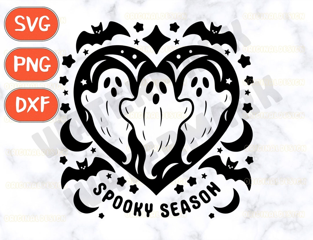 Ghost Heart Svg, Halloween Svg, Spooky Season Svg, Ghost Clip Art, Boo ...