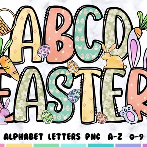 Easter Alphabet Letters PNG Bundle, Sublimation Alpha Set , Bunny ...