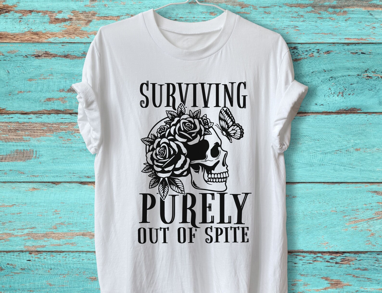 Surviving Purely Out of Spite Svg - Flower Skull Svg - Positive ...