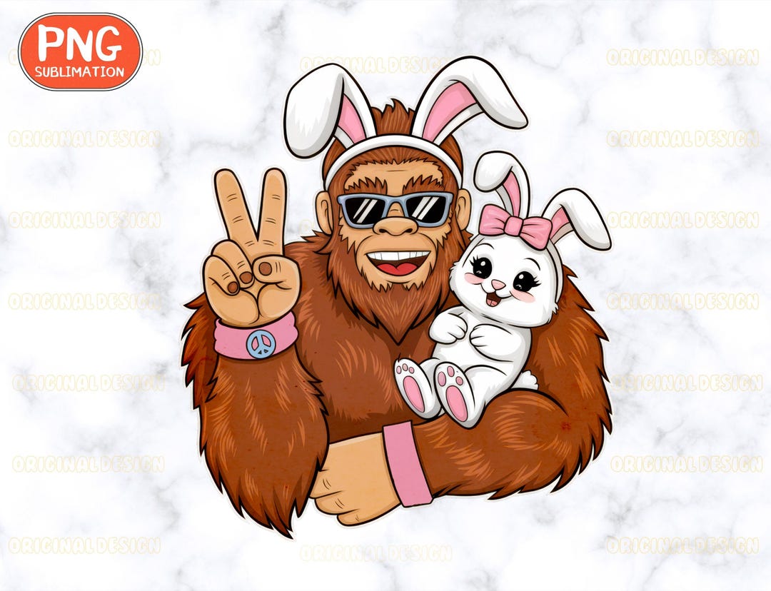 Bigfoot Bunny Png, Funny Easter Sasquatch Png, Easter Day Bigfoot Png ...