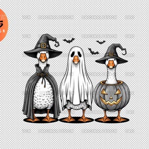 Halloween Geese PNG, Spooky Goose Clipart, Witch Ghost Pumpkin Costume ...