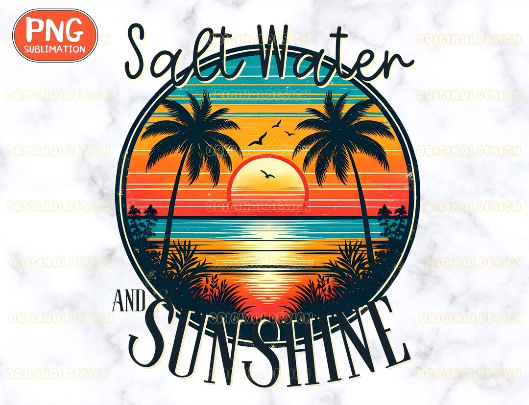 Salt Water Sunshine Png, Beach Png, Retro Summer Design, Trendy Summer ...
