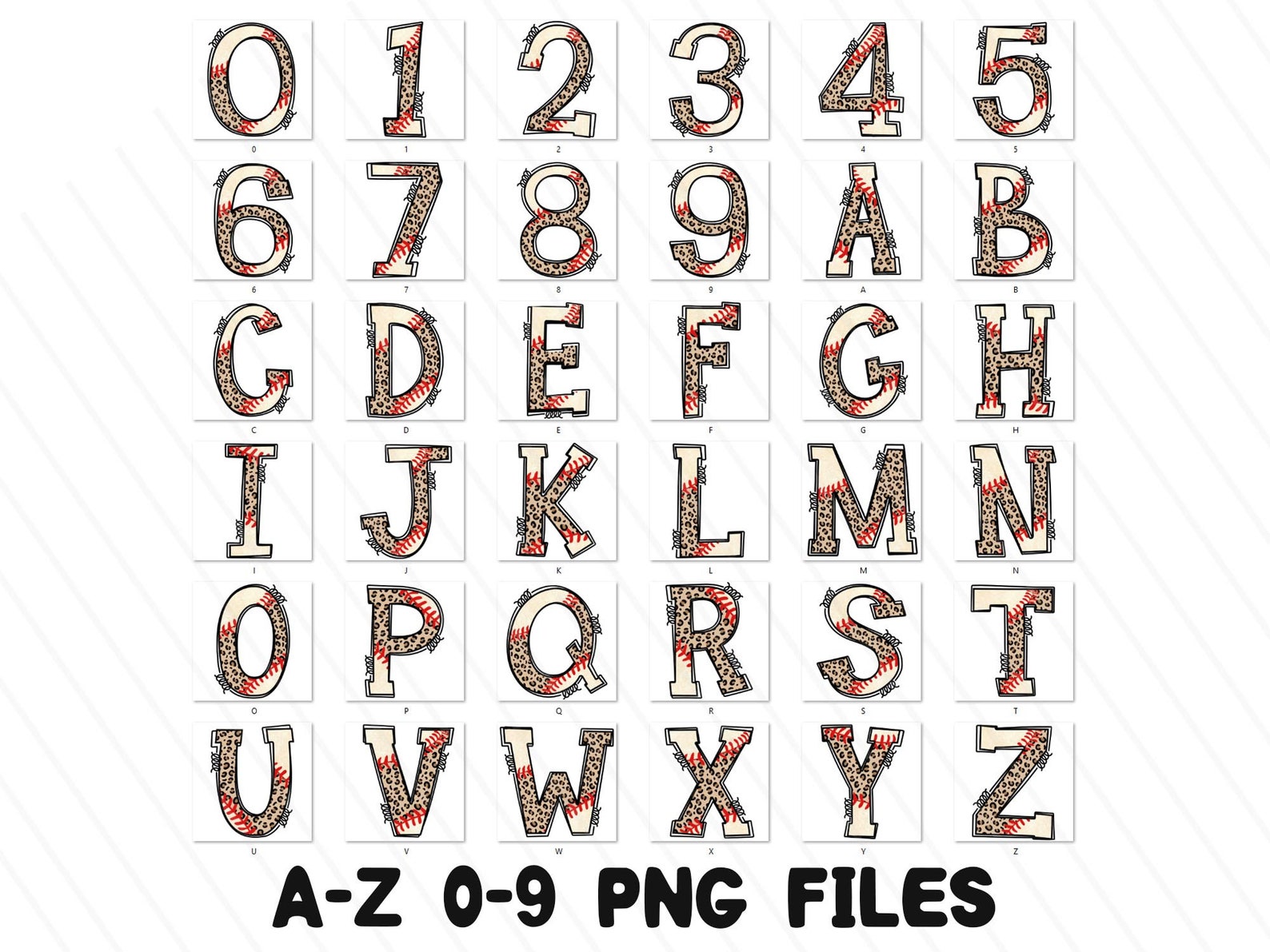 Baseball Sports Doodle Letters, Baseball Doodle Font , Baseball and ...