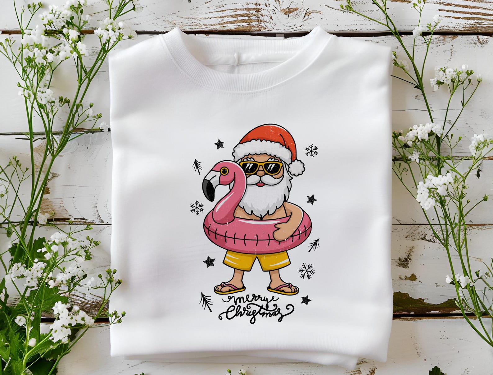 Merry Christmas Santa Flamingo Png, Summer Santa Holiday Png, Beach ...