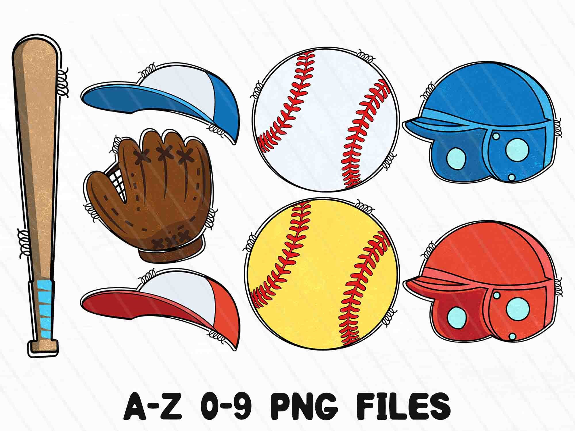 Baseball Sports Doodle Letters, Baseball Doodle Font , Baseball and ...