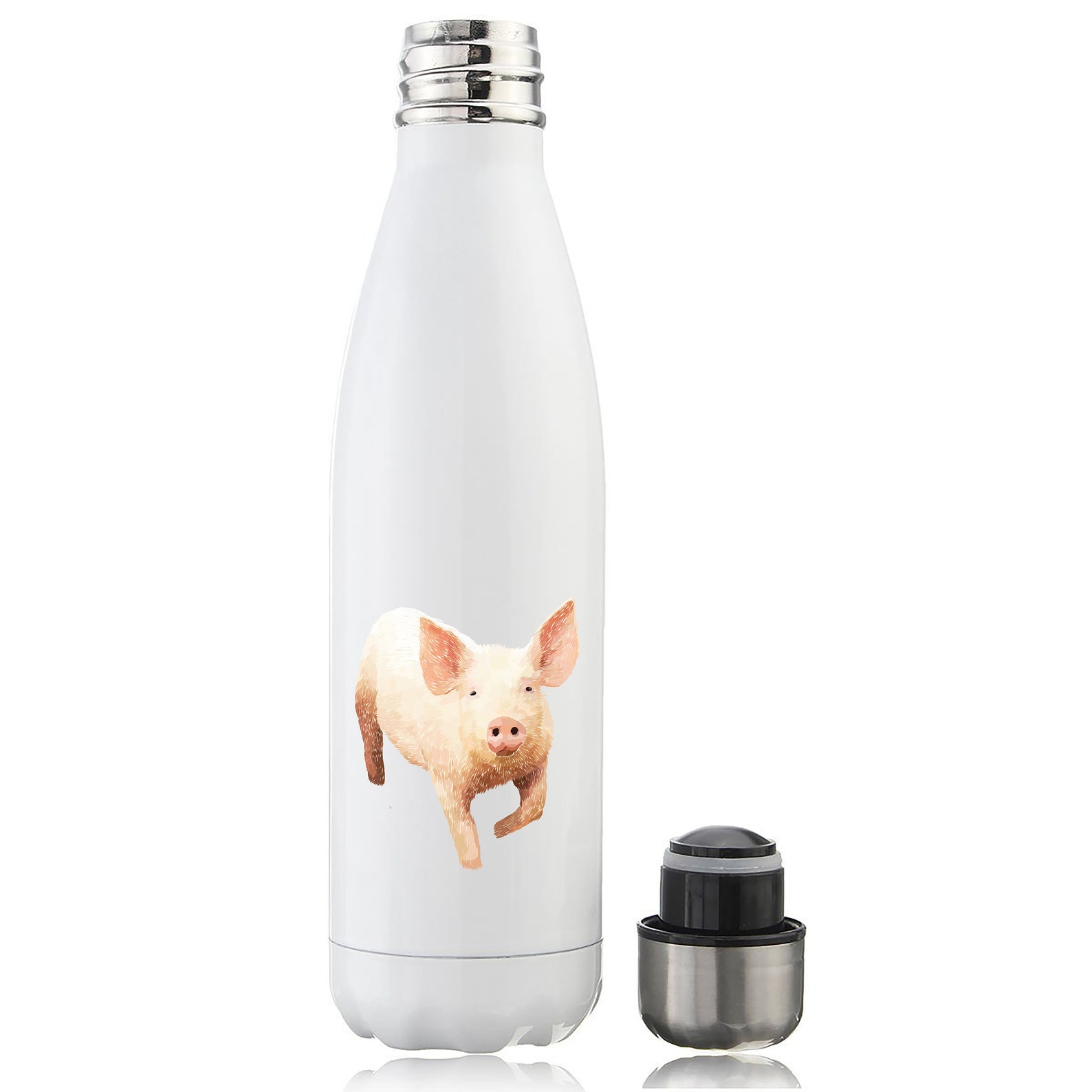 Pig Flask Pig Water Bottle Farm Animal Flask Hand Drawn - Etsy