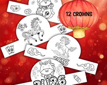 Lunar New Year 2026 Paper Crown Template, Year of the Horse Chinese New ...