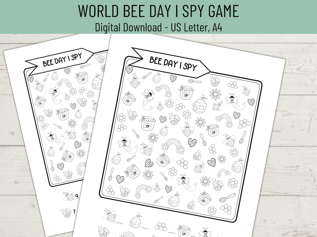 World Bee Day I Spy Printable Game, Bee Day Coloring Pages for Kids ...