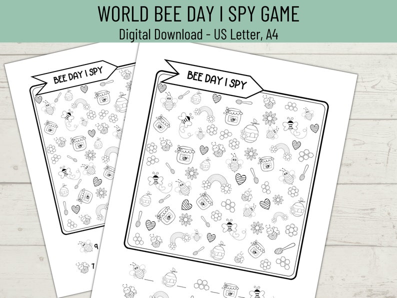 World Bee Day I Spy Printable Game, Bee Day Coloring Pages for Kids ...