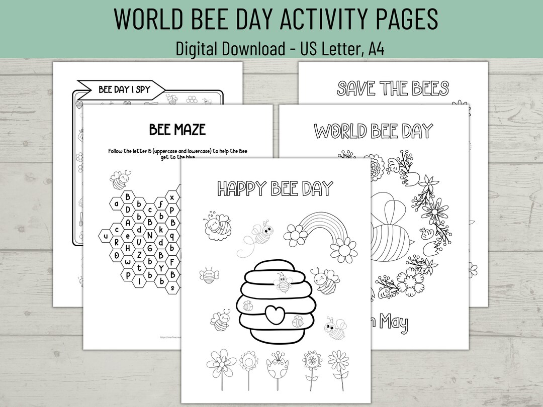World Bee Day Printable Activity Pages, Bee Day Coloring Pages for Kids ...
