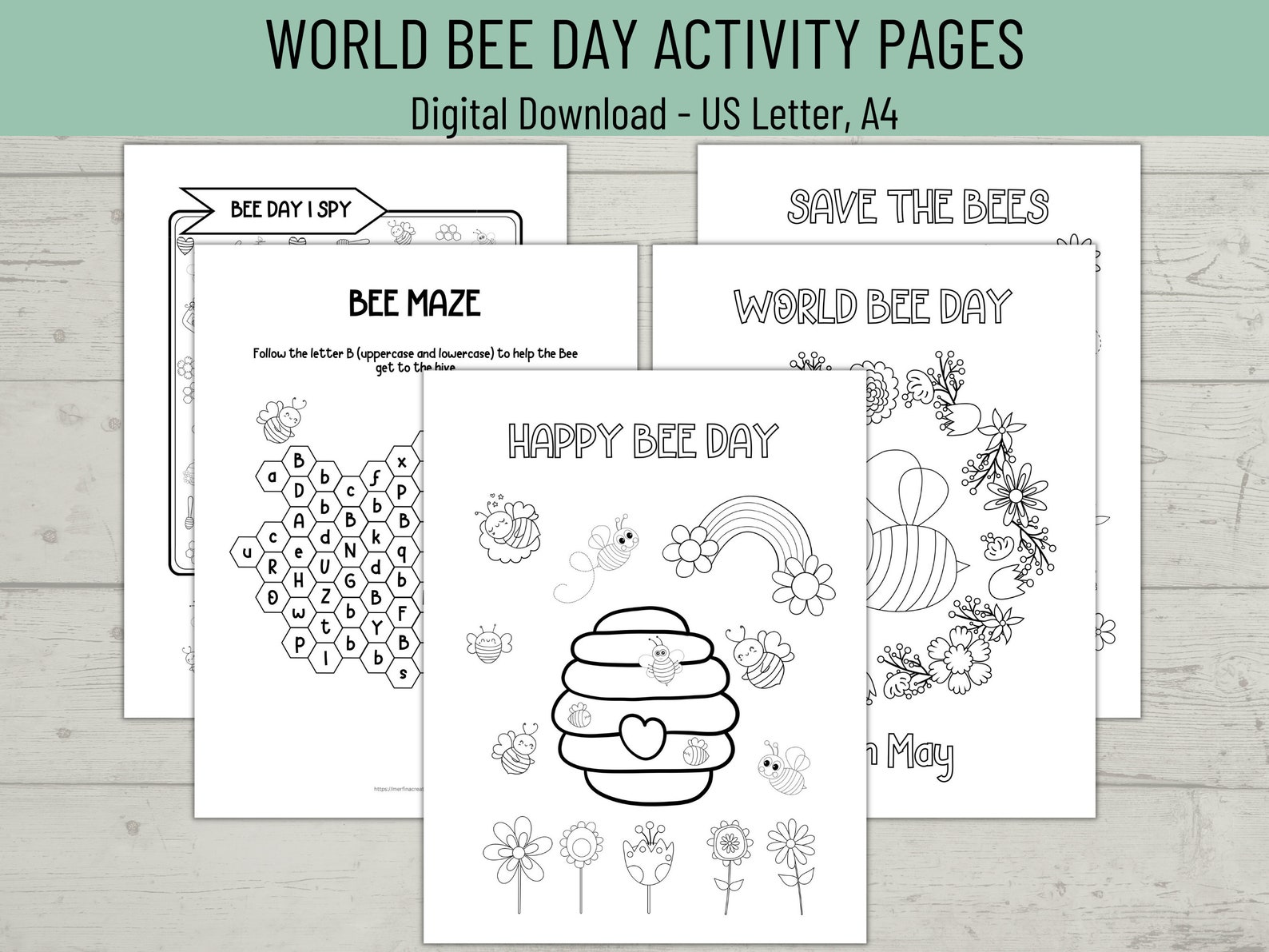 World Bee Day Printable Activity Pages, Bee Day Coloring Pages for Kids ...