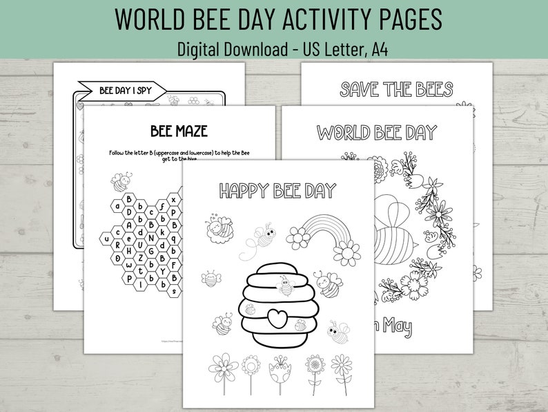 World Bee Day Printable Activity Pages, Bee Day Coloring Pages for Kids ...
