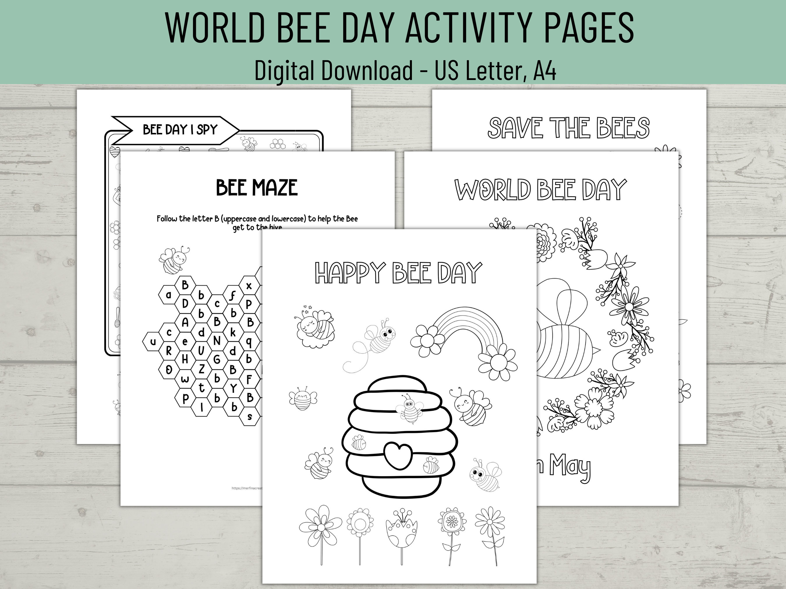 World Bee Day Printable Activity Pages, Bee Day Coloring Pages for Kids ...