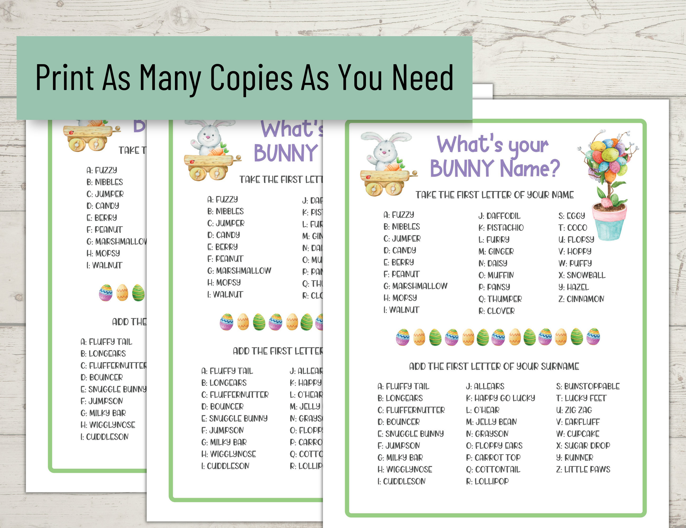 What's Your Bunny Name Easter Game, What is Your Bunny Name Printable ...
