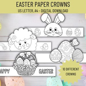 Easter Paper Crown Hats, Easter Coloring Paper Crown Craft, Easter ...