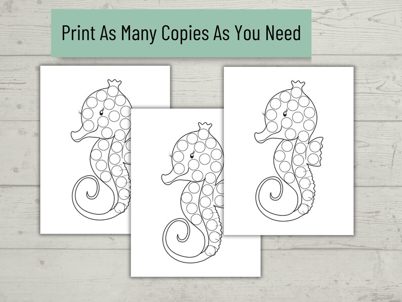 Sea Animals Dot Marker Printable Activity Pages, Do a Dot Coloring, Do ...