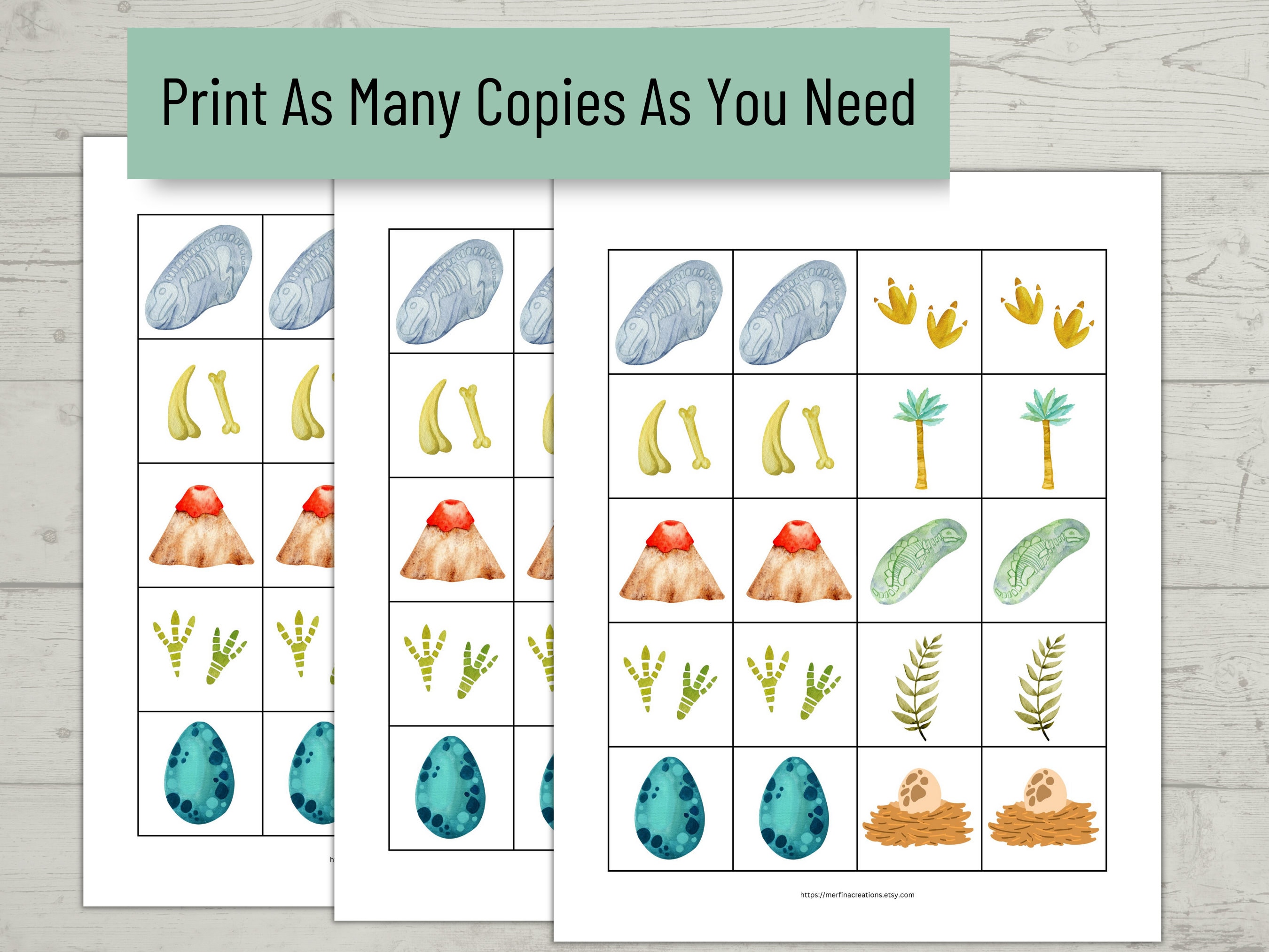 Dinosaur Memory Game for Kids, Dinosaur Printable Matching Game ...