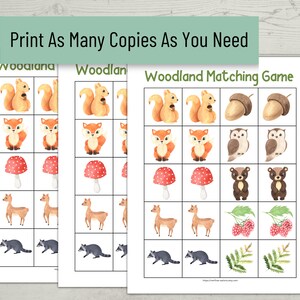 Woodland Memory Game for Kids, Woodland Printable Matching Game, Forest ...