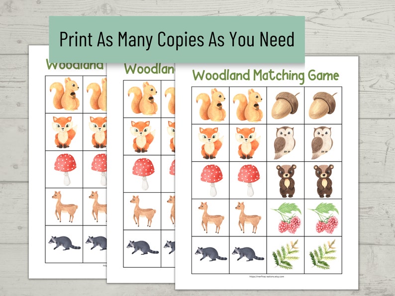 Woodland Memory Game for Kids, Woodland Printable Matching Game, Forest ...