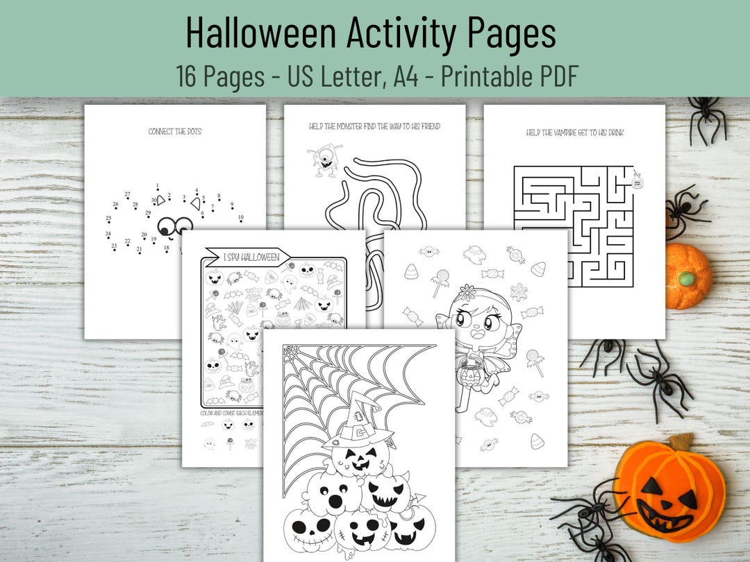 Halloween Activity Pages for Kids, Printable Halloween Coloring Book ...