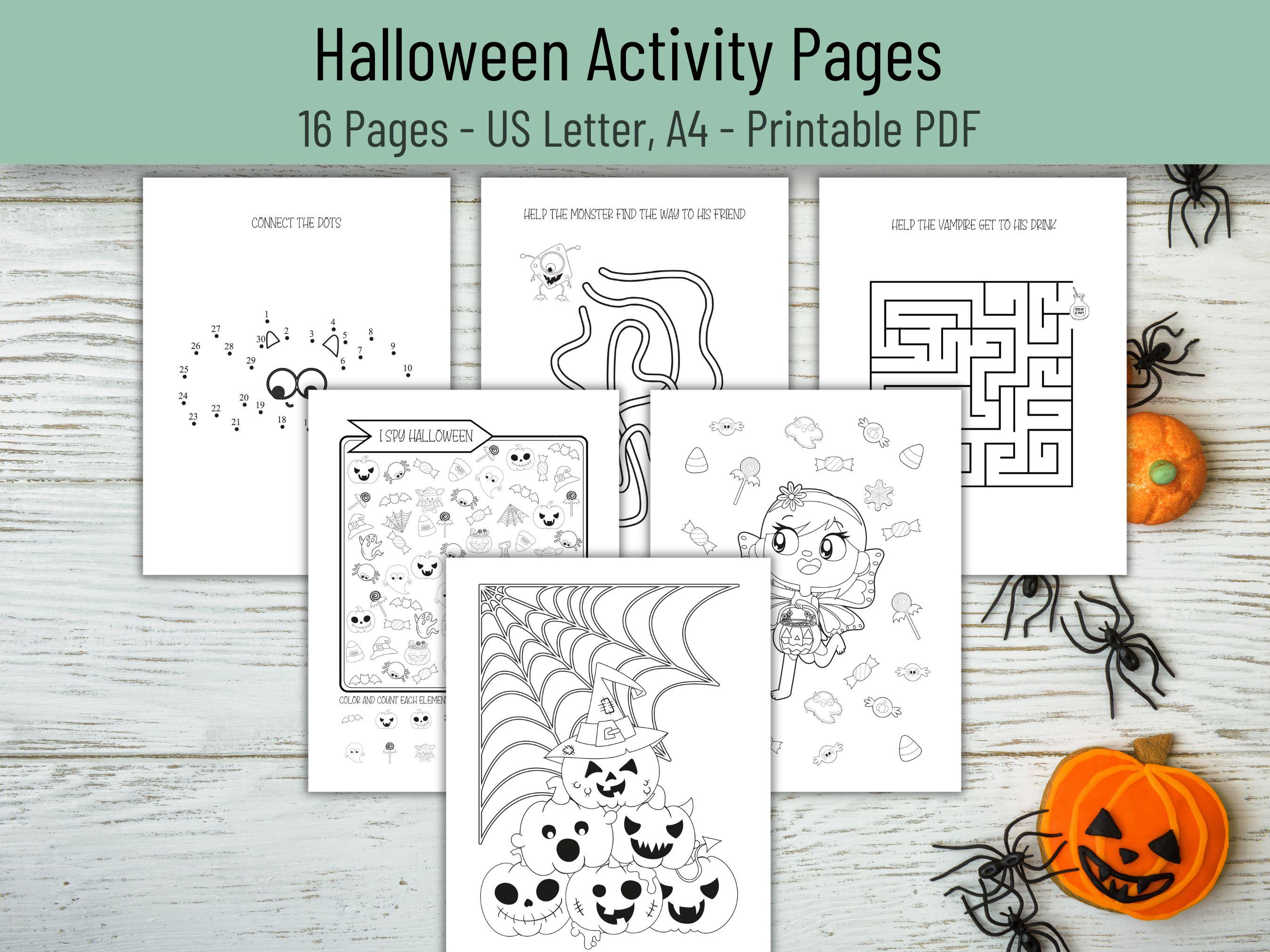 Halloween Activity Pages for Kids, Printable Halloween Coloring Book ...