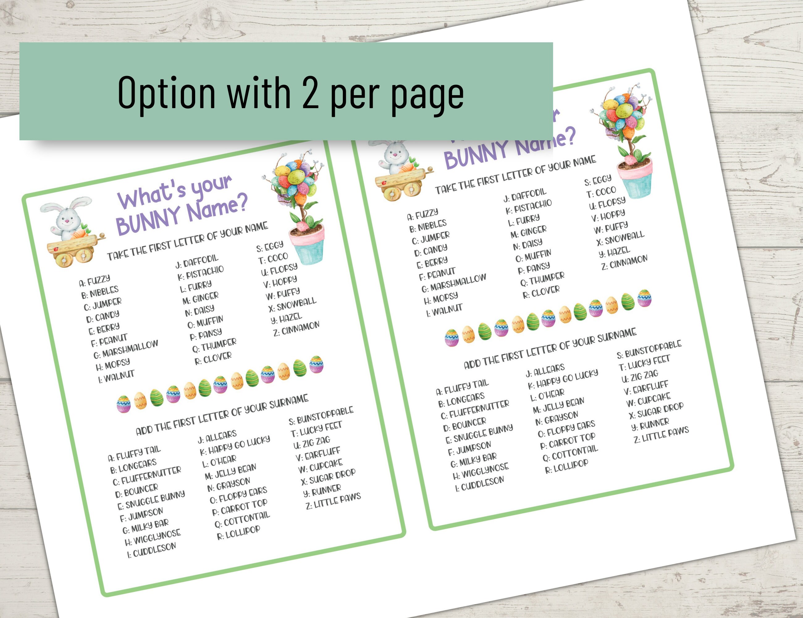 What's Your Bunny Name Easter Game, What is Your Bunny Name Printable ...