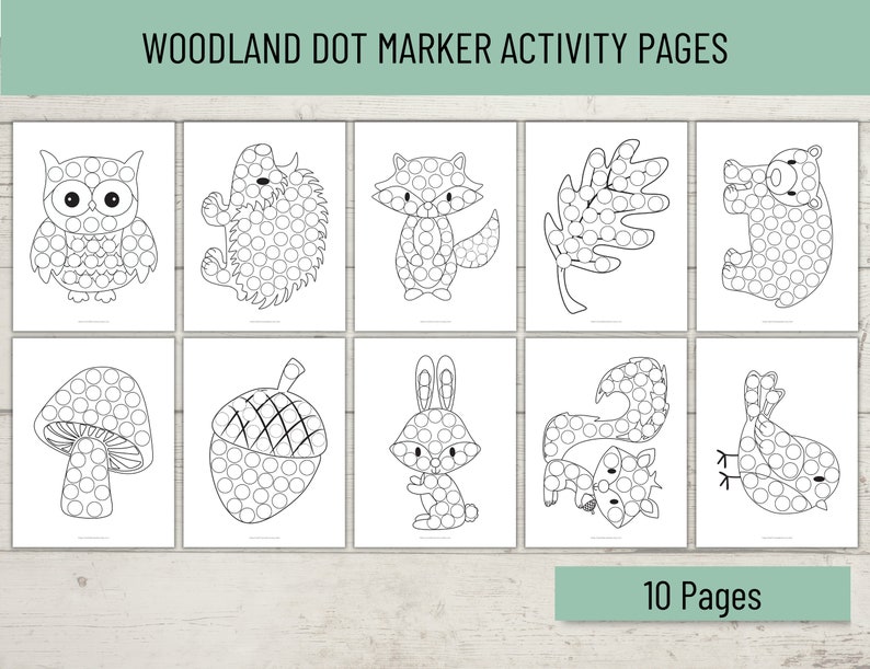 Woodland Dot Marker Printable Activity Pages, Do a Dot Coloring, Do a ...