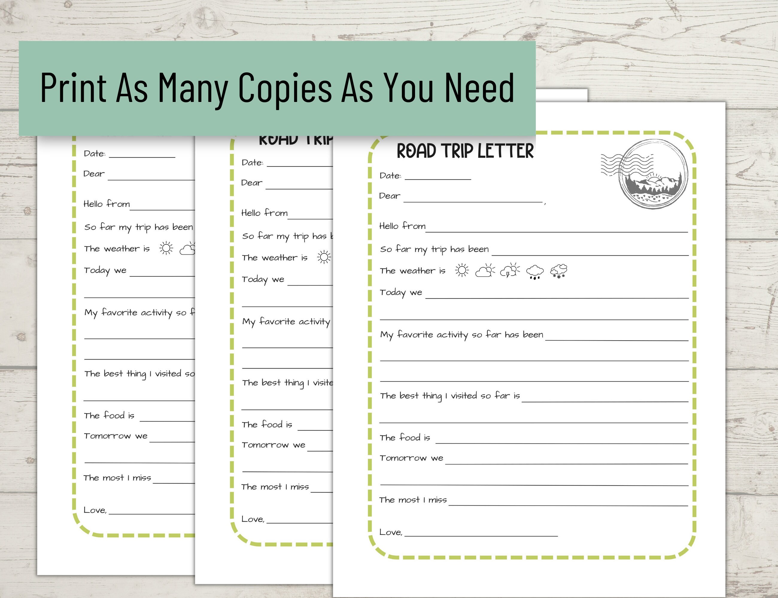 Road Trip Letter Printable, Summer Stationery, Road Trip Journal, Kids ...