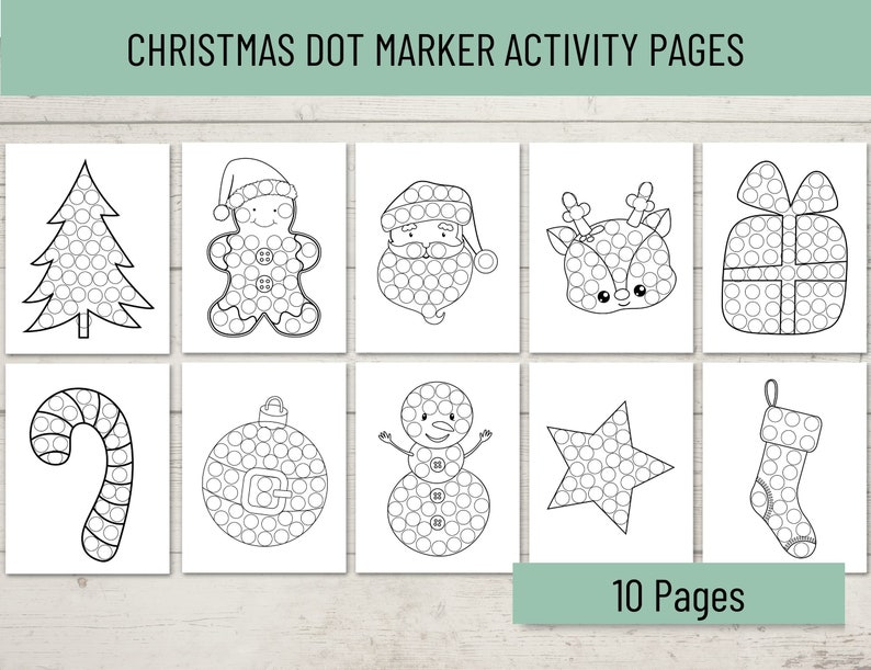 Christmas Dot Marker Printable Pages, Christmas Do a Dot Coloring ...