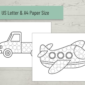 Transportation Dot Marker Printable Activity Pages, Do a Dot Coloring ...