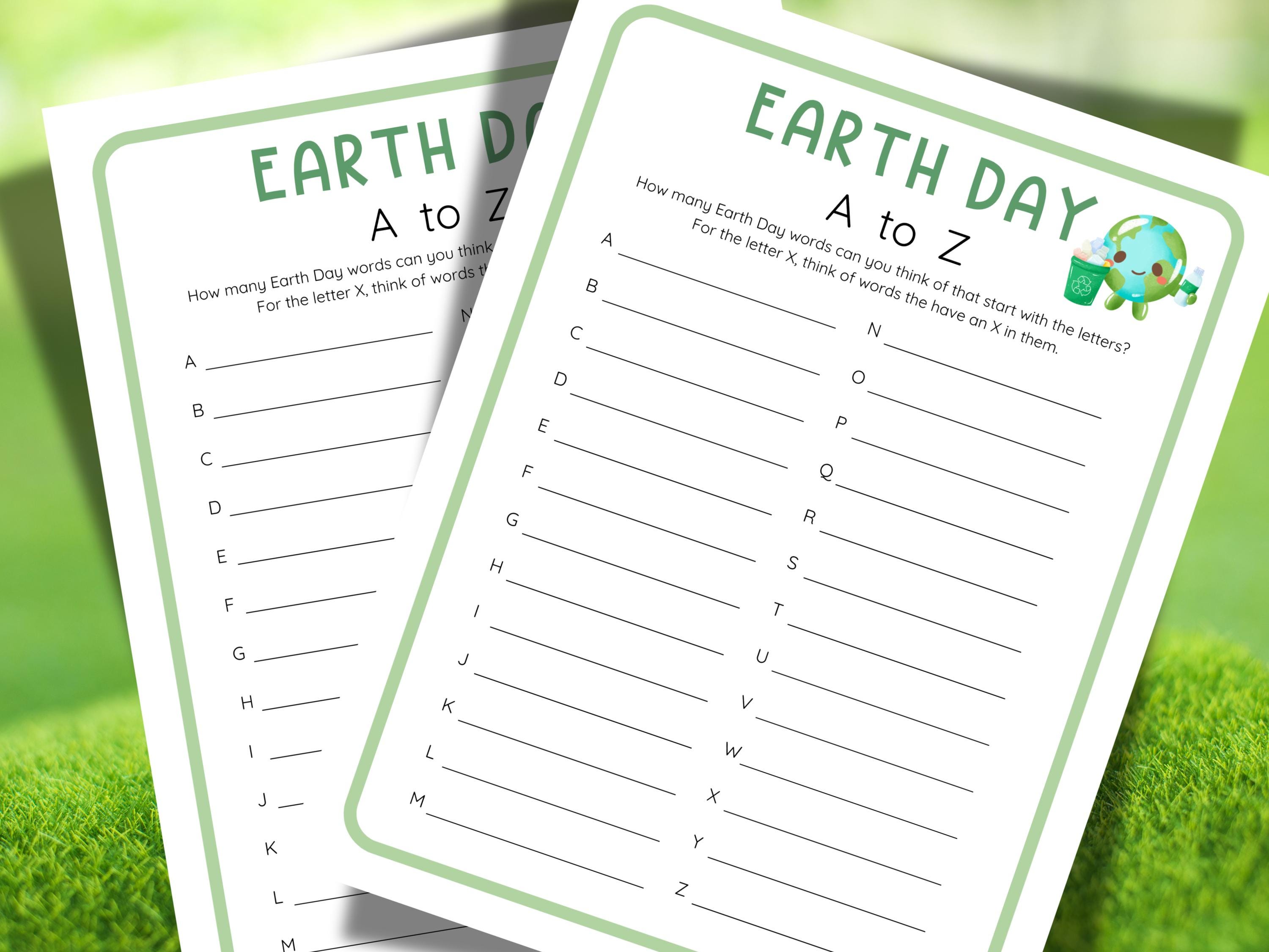 Earth Day A to Z Game, Printable Earth Day A to Z Activity Page, Earth ...