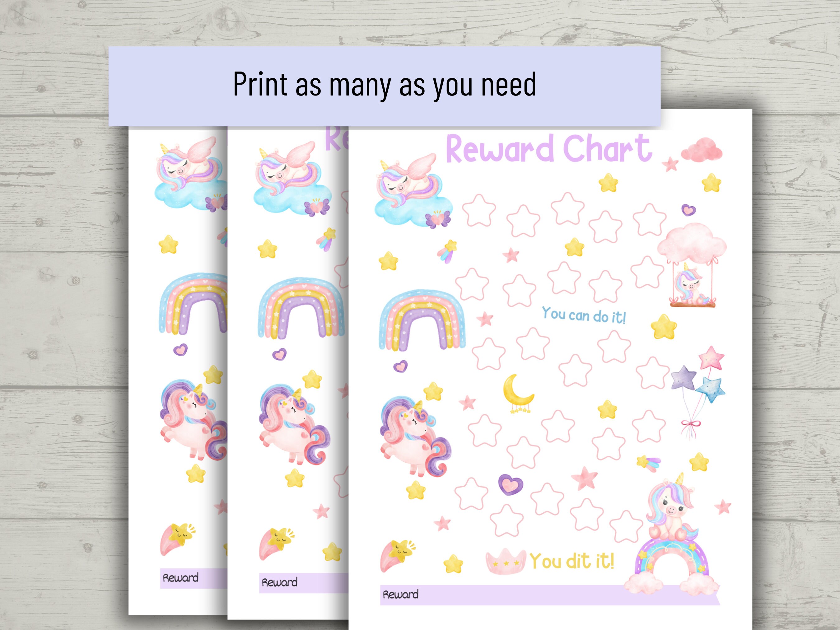 Unicorn Reward Chart Printable, Unicorn Potty Training Chart, Preschool ...