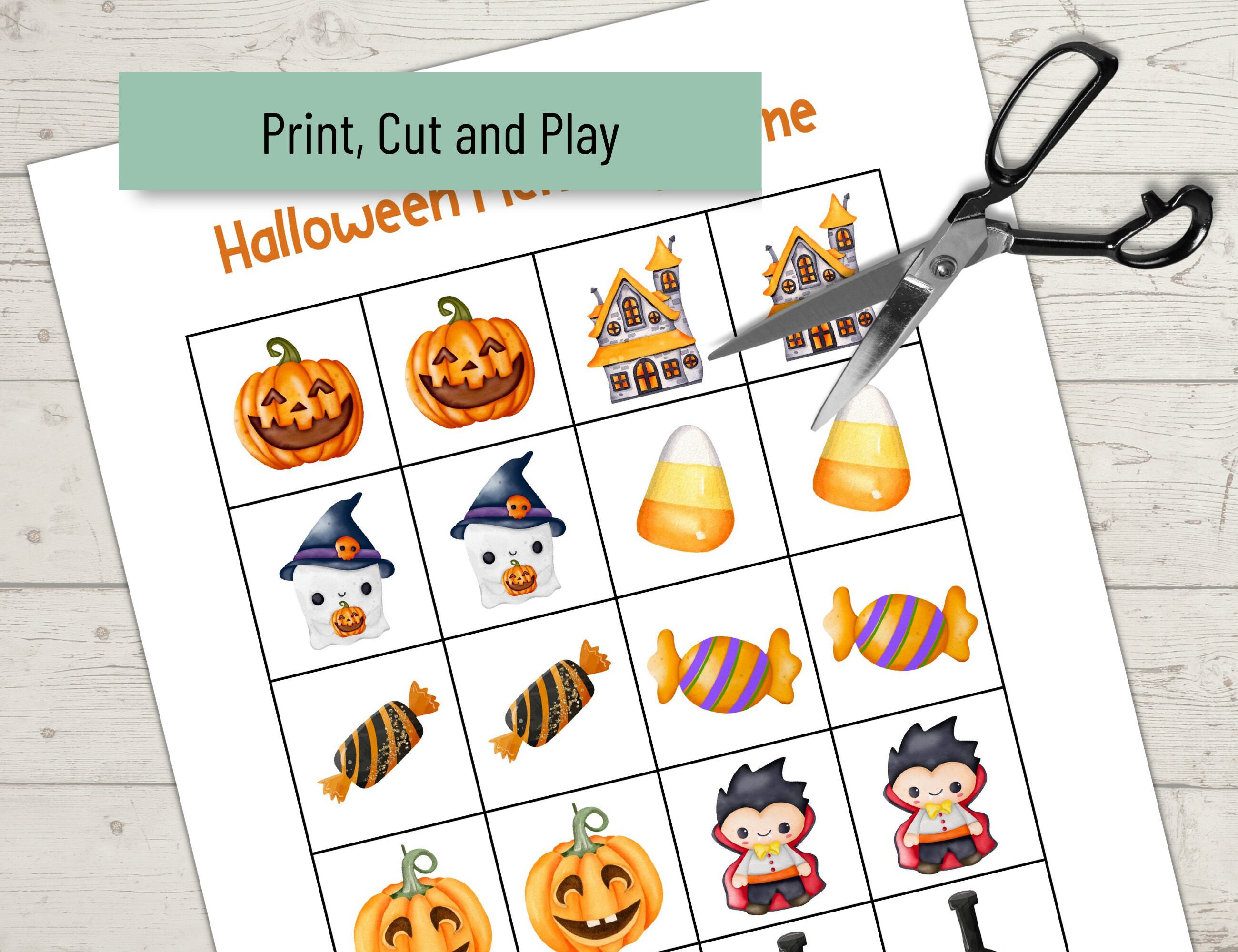 Halloween Matching Game for Kids, Halloween Printable Memory Game, Fall ...