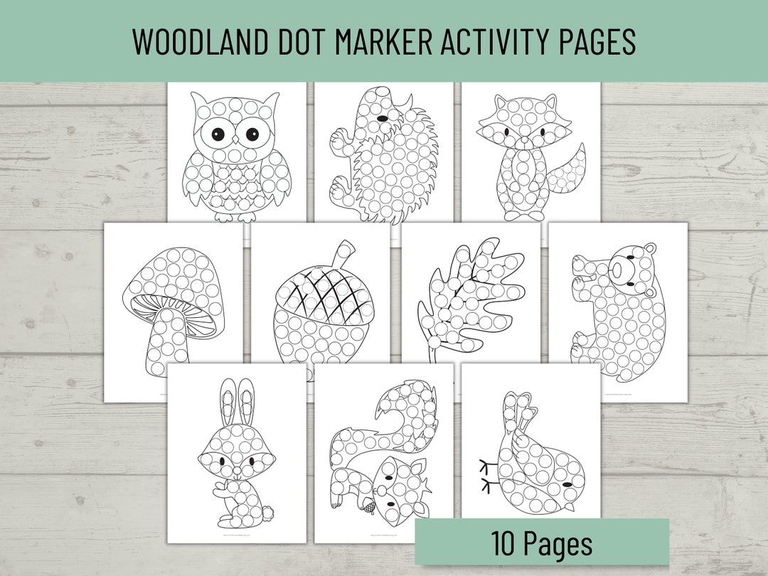 Woodland Dot Marker Printable Activity Pages, Do a Dot Coloring, Do a ...