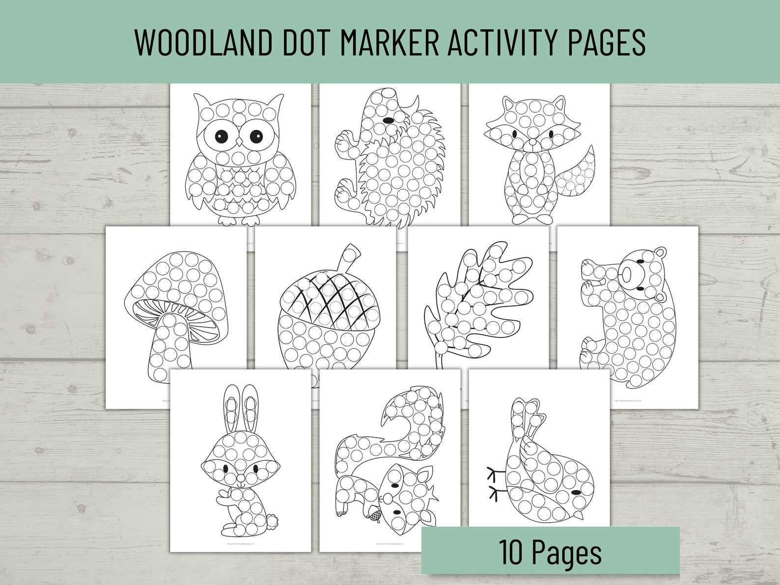 Woodland Dot Marker Printable Activity Pages, Do a Dot Coloring, Do a ...