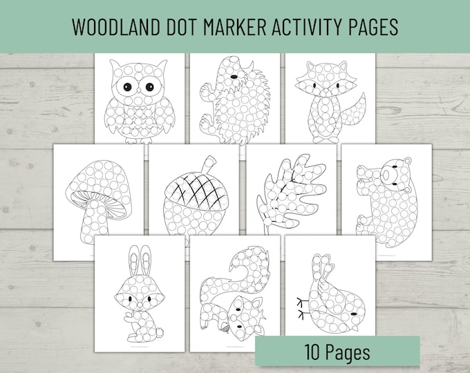 Woodland Dot Marker Printable Activity Pages, Do a Dot Coloring, Do a ...