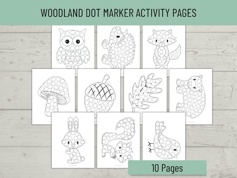 Woodland Dot Marker Printable Activity Pages, Do a Dot Coloring, Do a ...