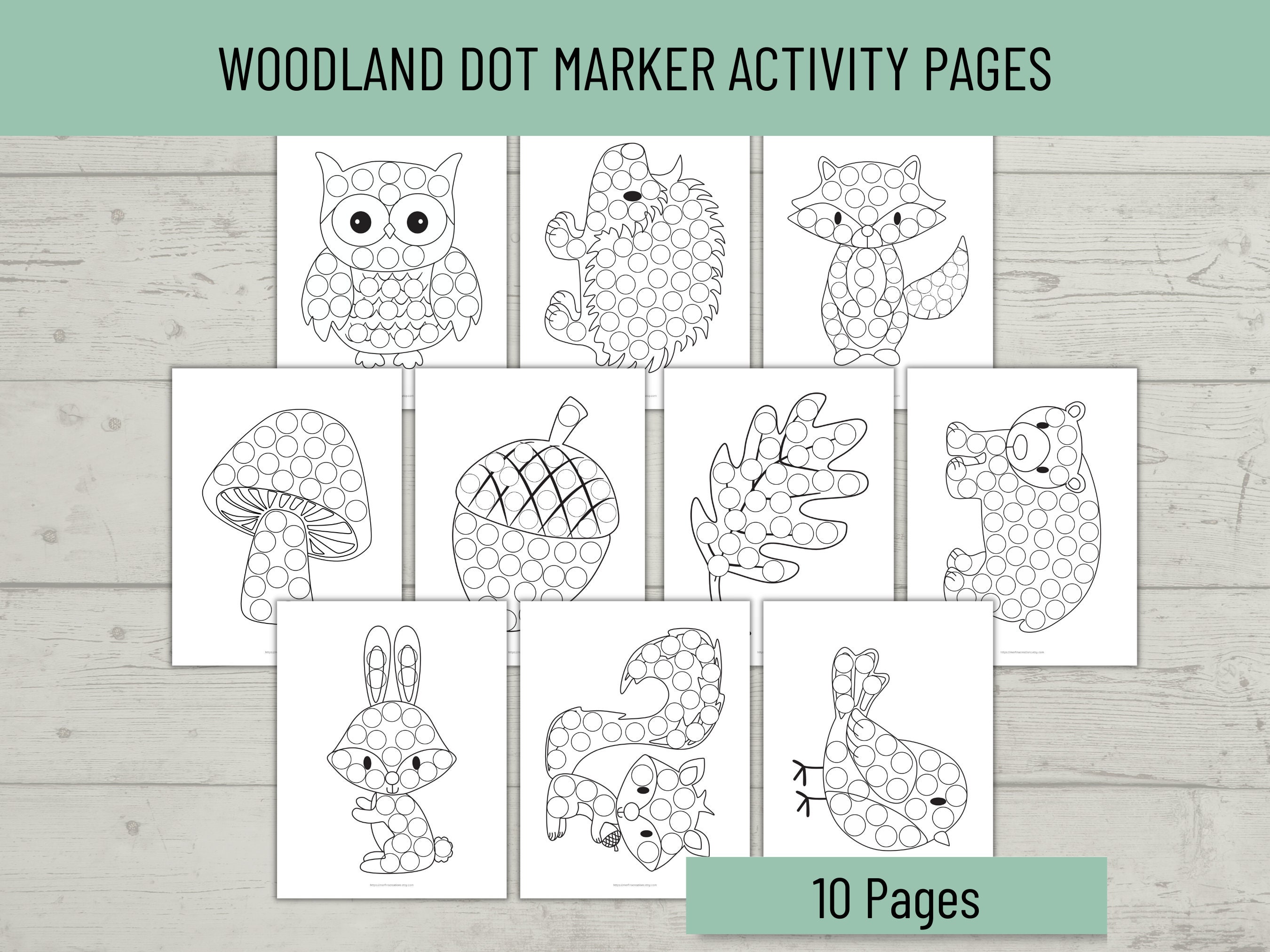 Woodland Dot Marker Printable Activity Pages, Do a Dot Coloring, Do a ...