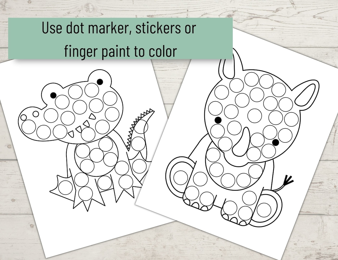 Safari Animals Dot Marker Printable Activity Pages, Do a Dot Coloring ...