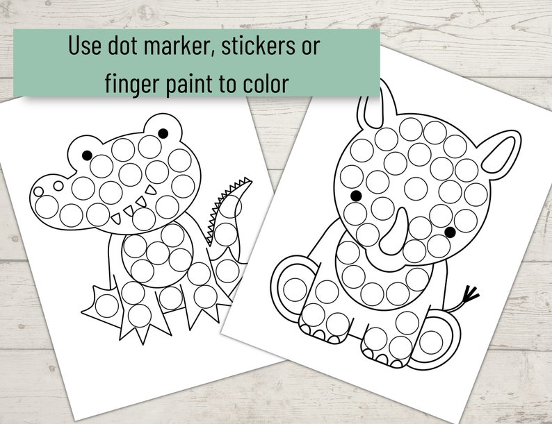 Safari Animals Dot Marker Printable Activity Pages, Do a Dot Coloring ...
