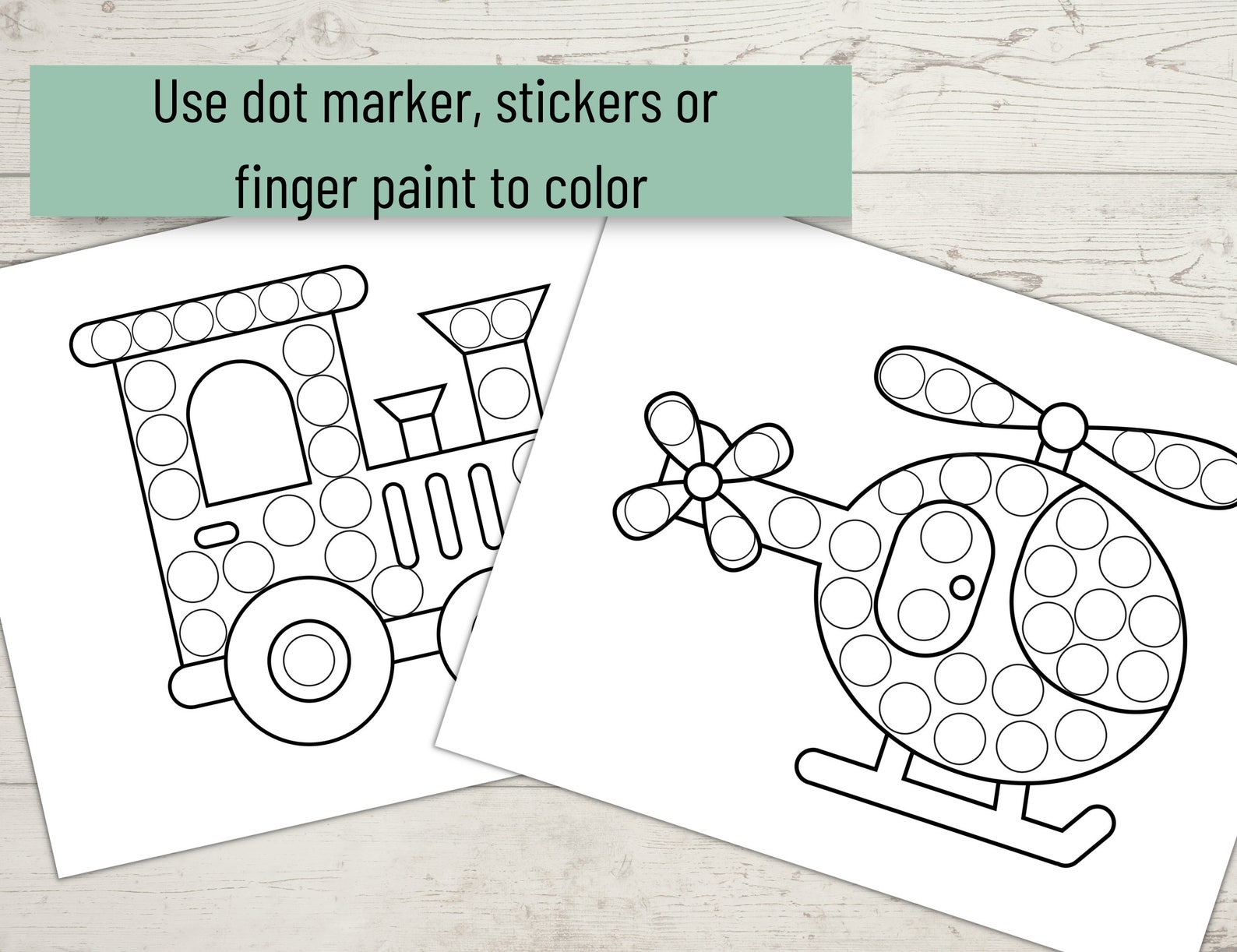 Transportation Dot Marker Printable Activity Pages, Do a Dot Coloring ...