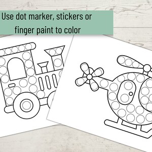 Transportation Dot Marker Printable Activity Pages, Do a Dot Coloring ...