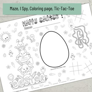 Easter Coloring Placemat Page, Easter Activity Placemat, Printable ...