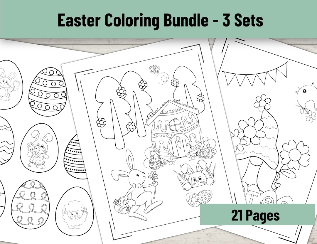 Easter Coloring Pages Bundle for Kids, Easter Printable Activity Sheets ...
