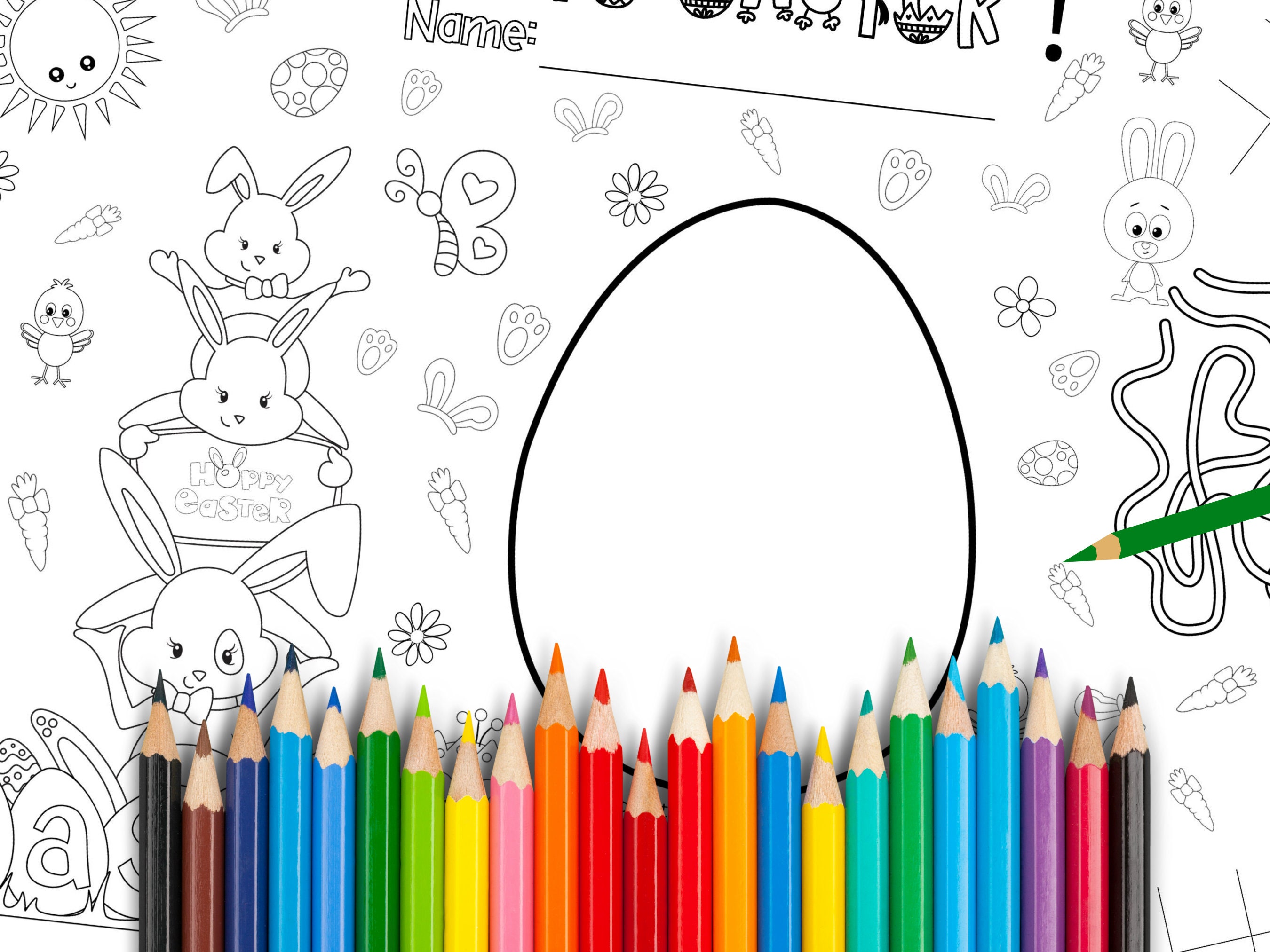 Easter Coloring Placemat Page, Easter Activity Placemat, Printable ...