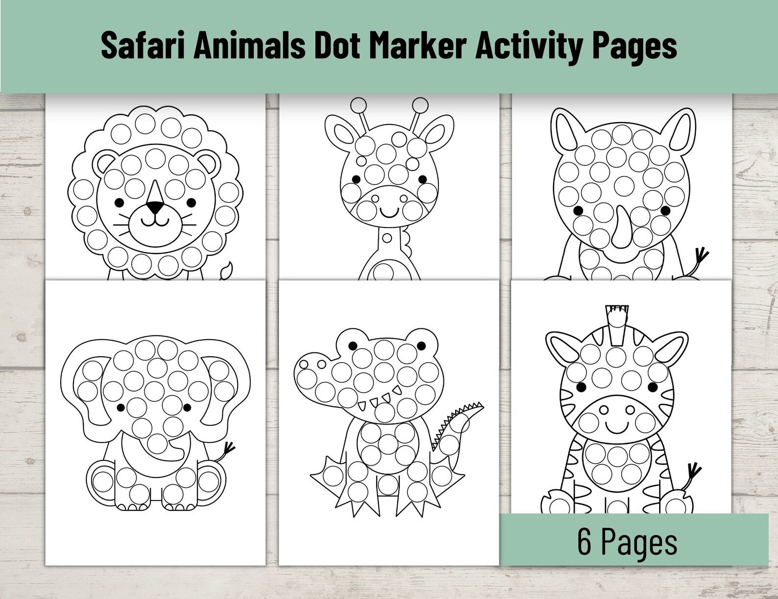 Safari Animals Dot Marker Printable Activity Pages, Do a Dot Coloring ...