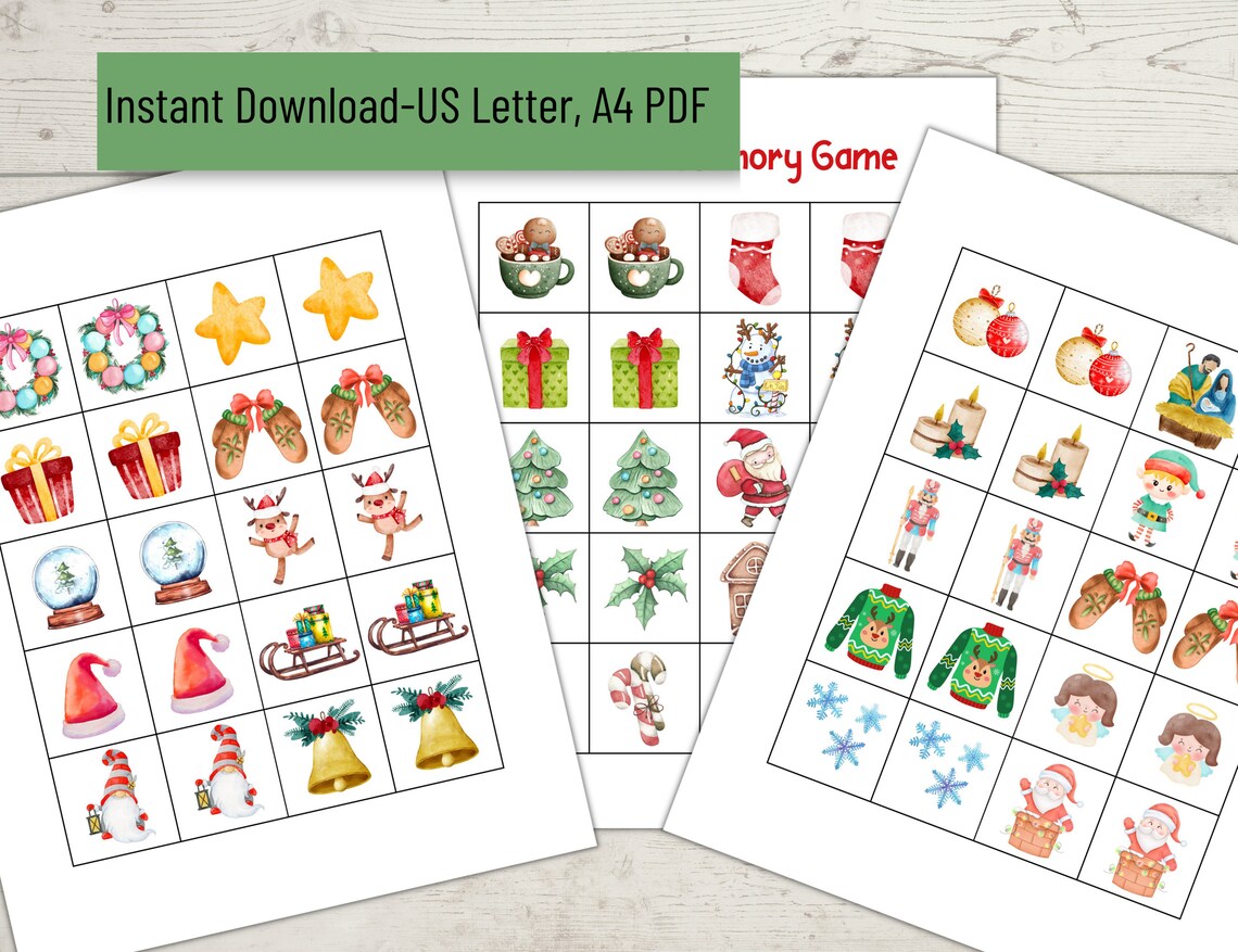 Christmas Matching Game, Printable Christmas Memory Game, Winter ...