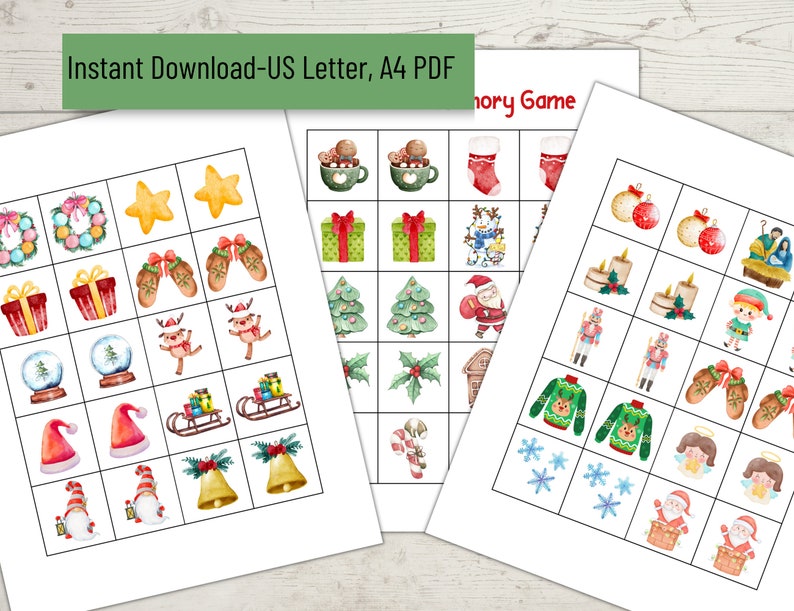 Christmas Matching Game, Printable Christmas Memory Game, Winter ...